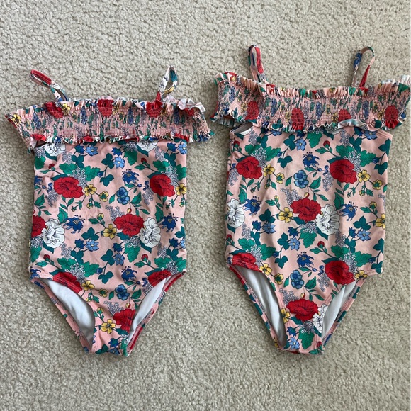Janie and Jack | Swim | Twin Girls One Piece Floral Bathing Suits ...